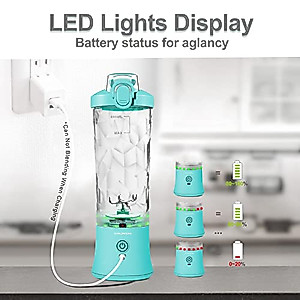 SHUNSHI Portable Blender 20 Oz, Personal Size Blender for Shakes and Smoothies with 6 Blades, Mini Small Smoothie Blender Bottles for Kitchen Home Office Gym Sports Travel (Mint)