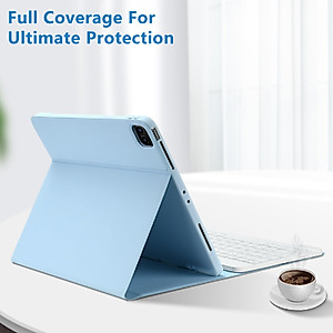 TQQ for iPad Air 13-inch (M2) 2024 & Pro 12.9 inch 2022 Case with Keyboard, Keyboard case for 12.9-inch iPad Pro 6th/5th Generation - with Pencil Holder for New iPad Air 13-inch/iPad Pro 12.9 (Blue)