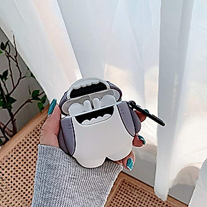 BONICI Protective Case for Huawei Freebuds 3, Creative Funny Cute Big Mouth Jumping Grey Shark Baby Soft TPU Silicone Rubber Earbud Earphone Rechargeable Cover Case Strong Protection +Hook