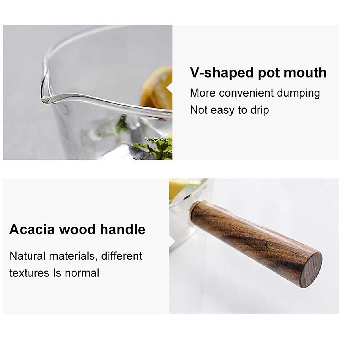 Nonstick Saucepan, Small Cooking Pot With Stay Wood Handle, Heat-Resistant Mini Simmer Pot For Pasta Noodle, Soup, Milk, Baby Food(600ml)