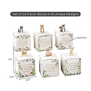 Kate Aspen Woodland Baby Shower Decorations - Adorable Woodland Animal Party Favor Boxes for Baby Showers, Birthdays, and Gender Reveals - Pack of 24