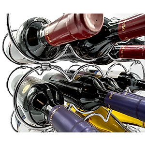 Sorbus® 3-Tier Stackable Wine Rack - Round Classic Style Wine Racks for Bottles - Perfect for Bar, Wine Cellar, Basement, Cabinet, Pantry, etc - Hold 12 Bottles, Metal (Round Silver)