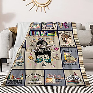Qubygo Book Lovers Gifts for Women - Book Lovers Blanket, Reading Gifts for Girls, Book Club Gifts, Gifts for Book Lovers, Bookworm Gifts, Librarian Gifts, Reading Gifts Ideas Blanket 60"x50"