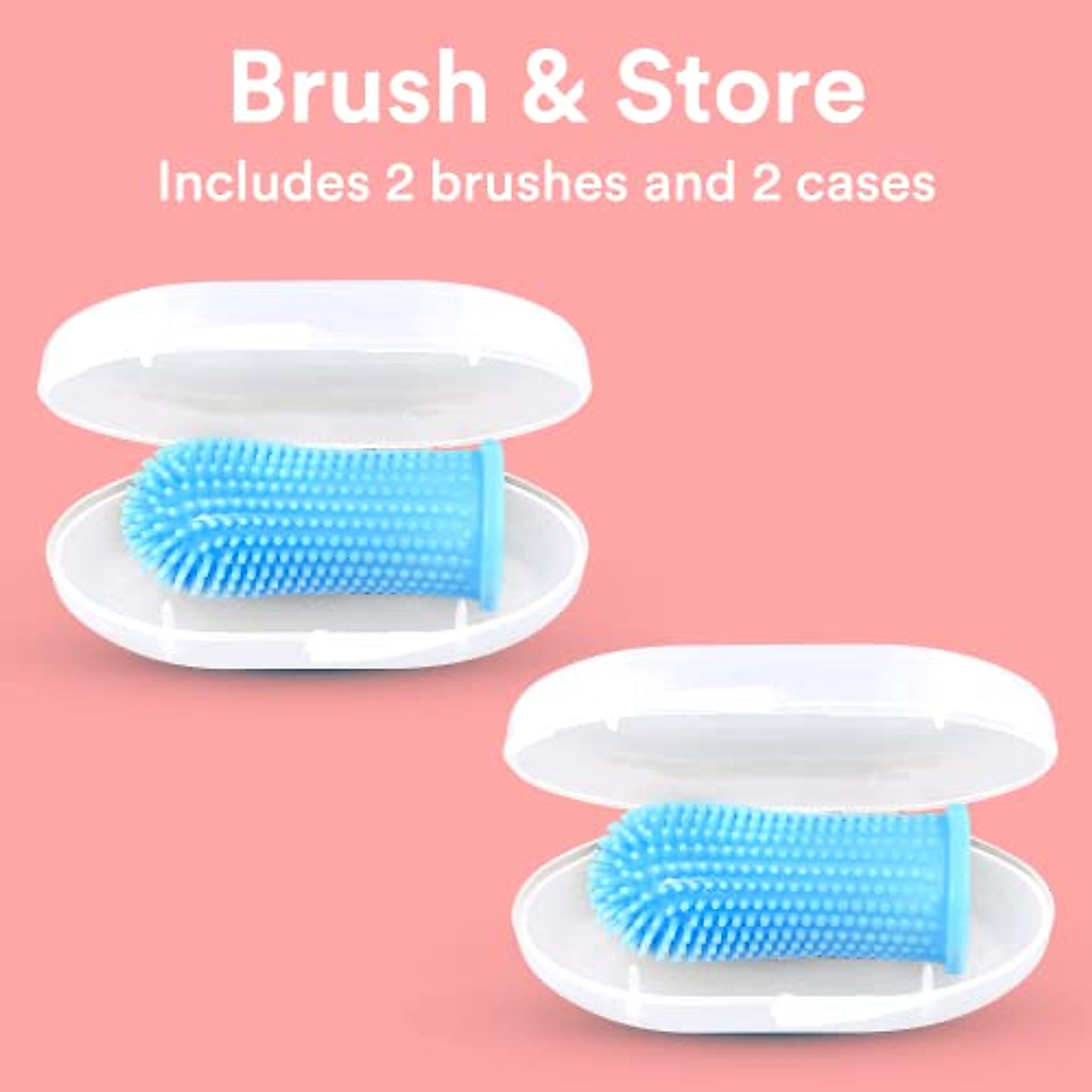 Jasper Dog Toothbrush, 360º Finger Toothbrush Kit, Ergonomic Design, Full Surround Bristles for Easy Teeth Cleaning, Dental Care for Puppies, Cats and Small Pets, Blue 2-Pack