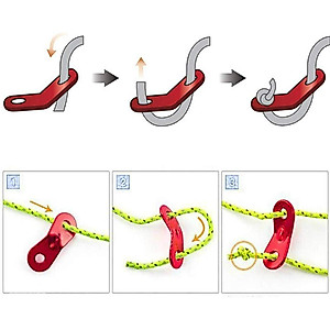 Wenlian Aluminum Alloy Rope Adjuster, Tent Rope Tensioner for Camping Hiking, Pack of 12,red