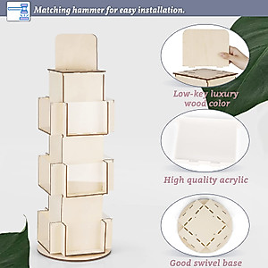 Natheeph Rotating Wooden Display Rack with Two Card Sticker for Greeting Card Vendor Coffee Bag 3 Tier Tabletop Display Stand