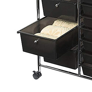 Seville Classics Rolling Utility Organizer Storage Cart , for Home Office, School, Classroom, Scrapbook, Hobby, Craft, 15 Drawer, Black
