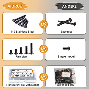 VIGRUE 610PCS 14.9 Grade Alloy Steel M3 Button Hex Head Cap Screws M3 x 4/5/6/8/10/12/14/16/18/20/25mm Machine Screws Bolts Nuts Washer Assortment Kit