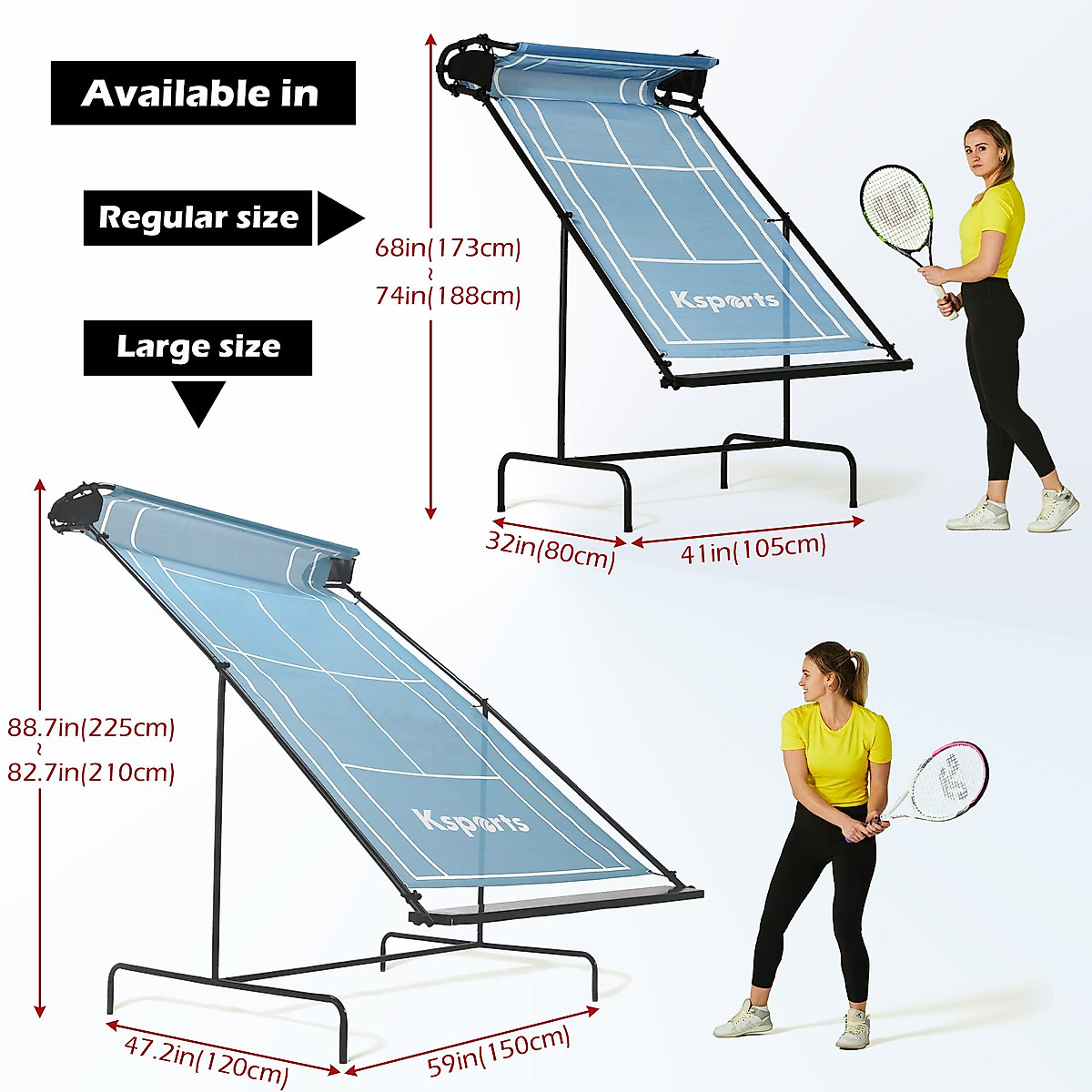 Ksports Tennis Rebounder Net – Multi Racket Sports Trainer for Tennis, Pickleball, Padel, Squash & Racquetball – Quick Assembly, Portable with Carry Bag (Blue, Regular)