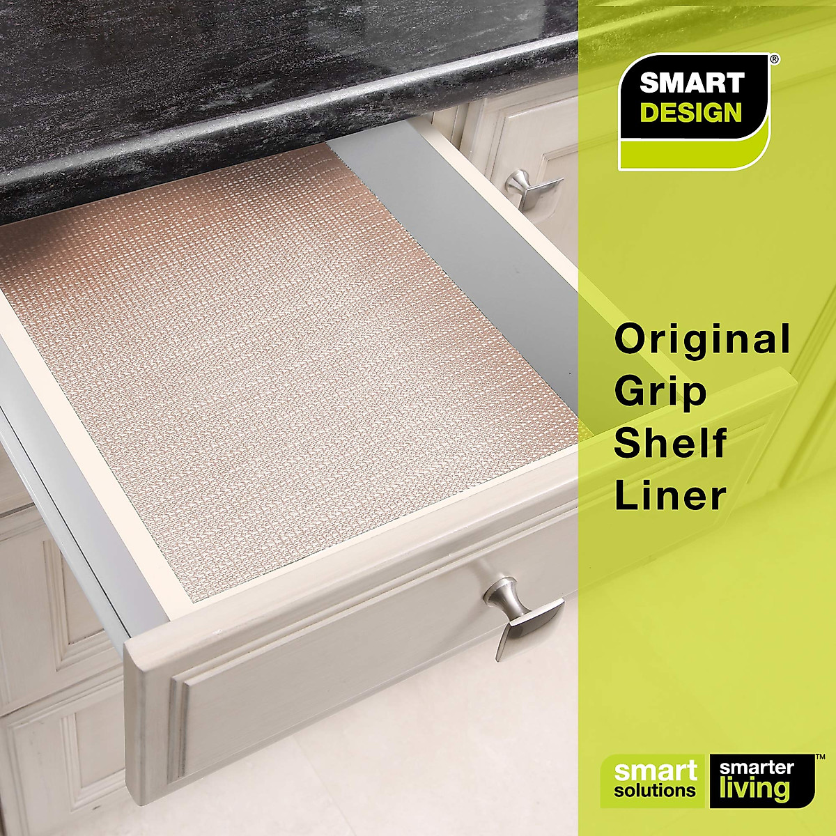 Smart Design Original Grip Shelf Liner - 12 Inch x 45 Feet (Set of 9 Rolls Total) - Non Adhesive, Strong Grip Bottom, Easy Clean Kitchen Drawer, Cabinet, Cupboard Dresser Cover, Non Slip - Taupe