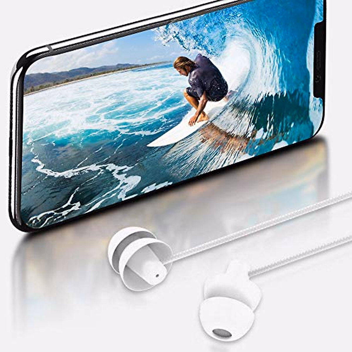 Non Radiation Sleep Earphones, 3 Meters Extended Long in Ear Wired Headphones Noise Cancelling HD Calls One Button Microphone Line Control Headset 3.5mm Jack for Mobile Phones White