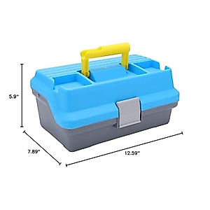 HERCHR 3 Layers Tackle Box Fishing Tray Tackle Box Premium Large Tackle Storage Portable Tackle Organizer Fishing Lure Box Fishing Boxes Compact Tackle Box Plastic Tool Box, Blue/Gray