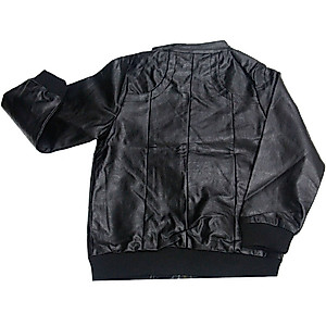 Chinaface Boy's Trendy Stand-Collar PU Leather Spring Moto Jacket Black, 7/8T