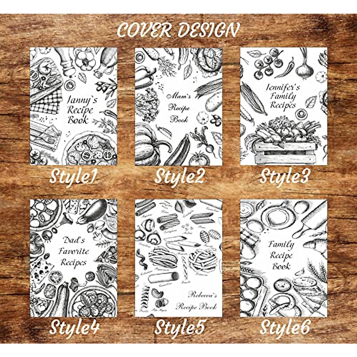 Personalized Recipe Book Wooden Cookbook Blank Recipe Binder Gift Daughter And Mom Her Custom Recipe Journal Wooden Family Book Wedding Gift (Style2)