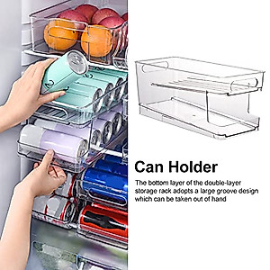 Can Holder, PET Can Drink Dispenser Organizer, Slope Storage Drink Canned Food Container Organizer, for Fridge Freezer Pantry Cabinet Kitchen (C)