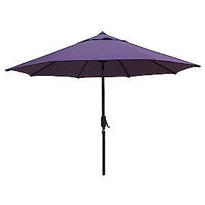 Bayside21 9' Patio Umbrella Outdoor Table Umbrella with Crank, Auto Tilt, Durable Polyester Fabric Umbrella Canopy, Faded Resistant, UV Protection SPF 50+, Solartex Fabric Purple