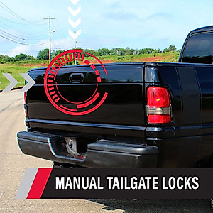 POP & LOCK – Manual Tailgate Lock for Dodge Ram 1500, 2500, and 3500, Fits 1994 to 2001 (Black, PL3300, Works with No Factory Lock)