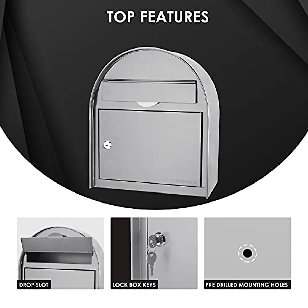 Barska Wall Mount Multi-Purpose Locking Mail Suggestion Drop Box with Key Lock for Home Office Classroom