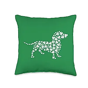 St Patricks Day Dachshund St Patricks Day Ireland Irish Dachshund Dog Lover Throw Pillow, 16x16, Multicolor