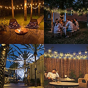 Dott Arts 2-Pack 96FT Solar Outdoor String Lights Waterproof with Dimmable Remote Control,Patio LED String Lights with 32 Plastic Bulbs for Backyard Garden Bistro sWedding Party