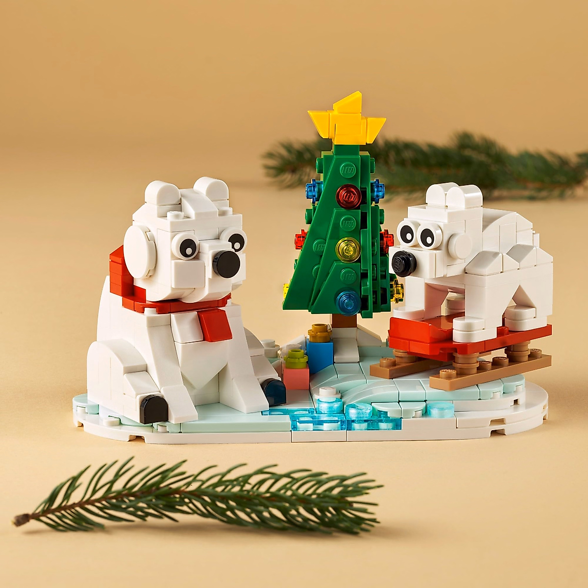 LEGO Wintertime Polar Bears 40571 Christmas Décor Building Kit, Polar Bear Gift, Great Stocking Stuffer for Kids, Features a Christmas Tree Toy and Two Polar Bear Toys