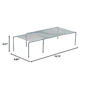 Kitchen Details Expanding Shelf Organizer | 2 Tier | Rust Resistant | Holds Plates | Bowls | Plates | Cups | Kitchen Organization | Sliver