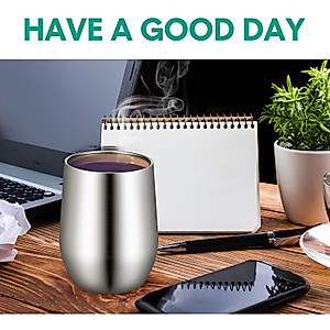 20 Packs Wine Tumblers Insulated Cups with Lids, 12 oz Stainless Steel Stemless Wine Tumblers Double Layer Vacuum Wine Glasses Tumbler Cup Coffee Mug for Hot Cold Drink