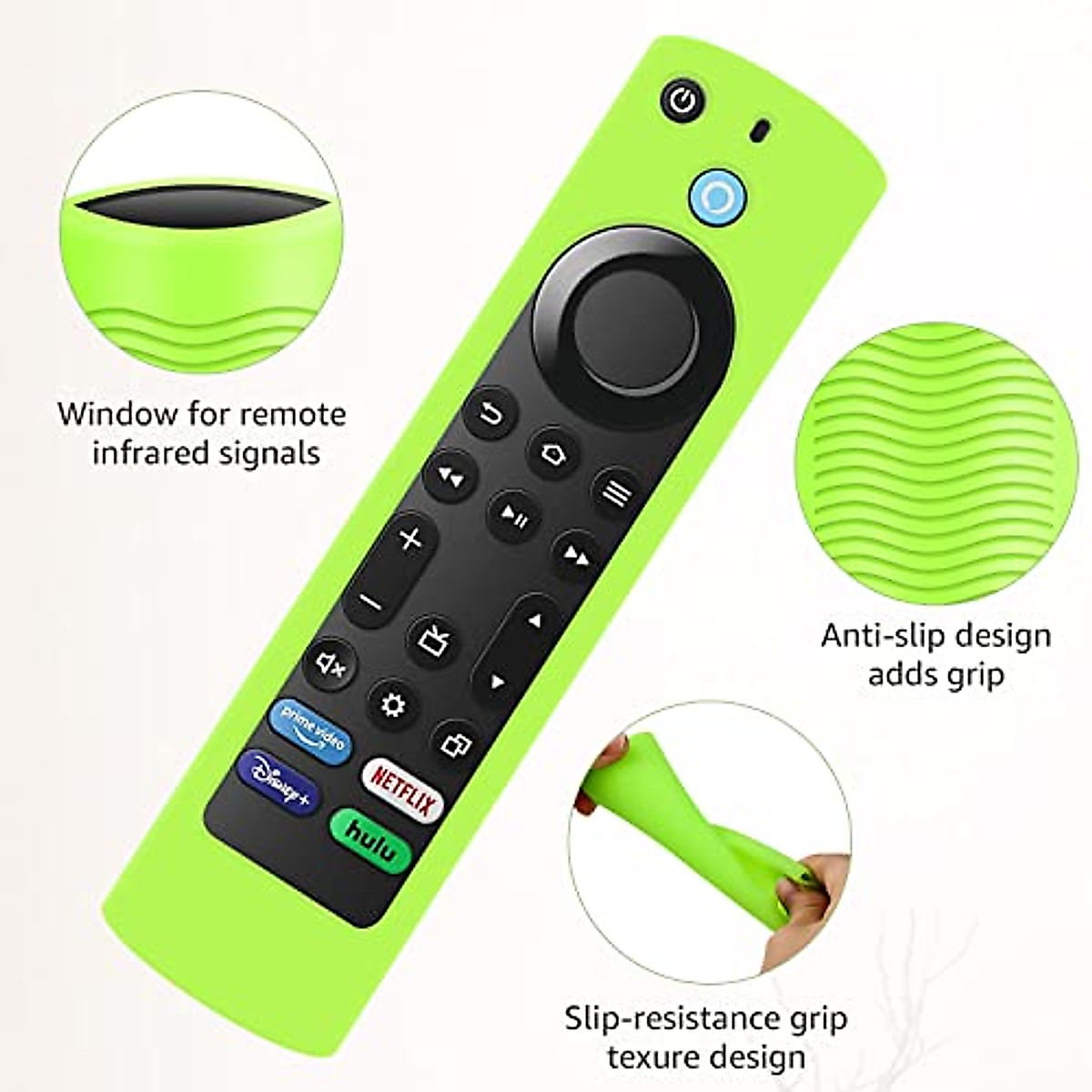 2 Pack Remote Covers Replacement Compatible with Toshiba and Insignia Fire TV Remote, Silicone Sleeve Case Glow in Dark for CTRC1US21 NS-RCFNA-21 Remote Cover (Glow Blue& Glow Green)