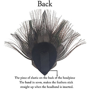 Aukmla Peacock Feather Headband Green 1920s Flapper Headpiece Rhinestones Costume Headdress Hair Accessories for Women and Girls