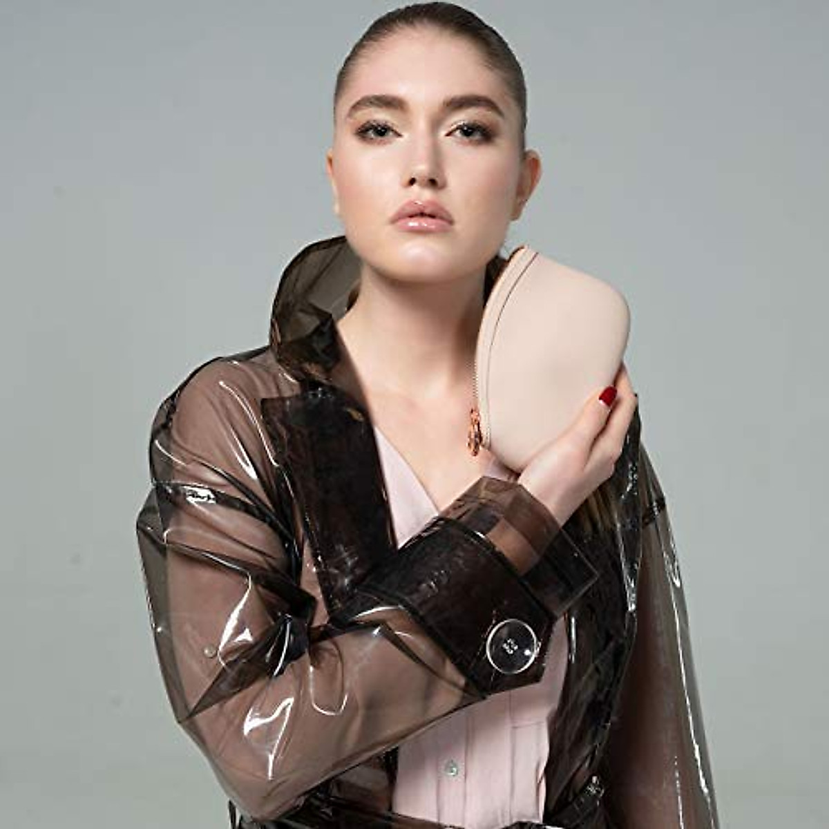 Cosmetic Bag by Pudinbag | Small Makeup Bag for Women | Cosmetic Makeup Pouch for Purse | Silicone Waterproof Vegan | Beige