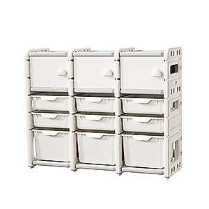 UNICOO Kids Storage Shelves, Children Toy Storage Organizer, Kids Bookshelf and Toy Storage for School, Bedroom, Playroom or Nursery (3 * 4)