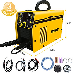 MYYWELD Mig Welder 130D, 110/220V Dual Voltage Gas/Gasless multiprocess welder, Solid Wire/Flux MIG/Stick ARC/Lift TIG 4 in 1, IGBT Inverter Welding Machine