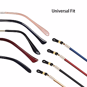 Tomorotec [4 Pack] Eyeglasses Holder Strap Cord, Eyeglass Retainer, PREMIUM PU LEATHER Eyeglasses String Holder Chain Necklace, Glasses Cord Lanyard with Free Microfiber Cleaning Cloths (4 Colors)