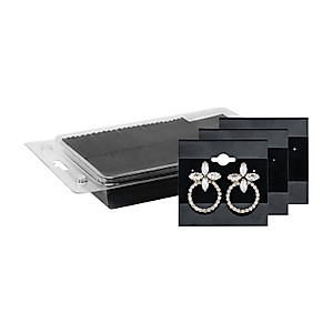 MOOCA Plain 2 x 2 in Black Hanging Earring Cards Earring Card Holder, Earring Display Cards for Ear Studs, Velvet Plastic Display Earring Card Holder, 100 Pieces