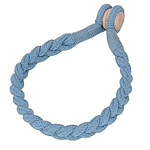 Magnetic Curtain Tiebacks, Boho Curtain Tie Backs Decorative Tie Backs with Durable Wooden Buckle Curtain Holdbacks Holder for Window Draperies(Blue)