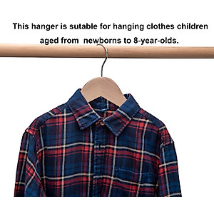 Wood Dress Hangers Kids Baby Children Toddler Wooden Shirt Coat Hangers with Notches and Anti-Rust Chrome Hook Pack of 10 (Natural) HL02N