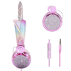 KORABA Unicorn Kids Headphones with Microphone,Wired Over Ear Cute Girl Headsets for Children/Christmas/Parties/Birthday Gifts (Rainbow Unicorn)