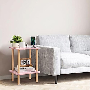 FORAOFUR Side Table with Charging Station, Small Side Table with 2 USB Ports and Outlets, Small End Tables for Small Spaces in Living Room, Bedroom & Nursery, 2 Tier Small Nightstand