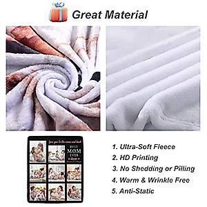 Best Mom Ever Blanket as Gift for Mom, Custom Photo Blanket as Birthday Gifts for Mom from Daughter Son, Personalized Flannel Blankets for Mom with Pictures, Mothers Day Mothers Birthday Gifts