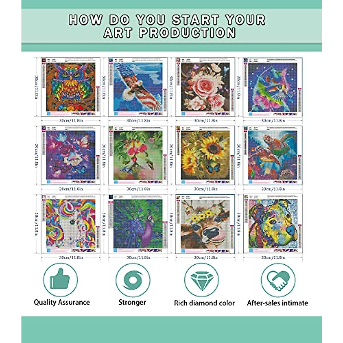 12 Pack Diamond Painting Kits for Adults,Diamond Art Birds Animals HD Canvas DIY 5D Full Drill Round Crystal Rhinestone Gem Arts Dots Diamonds Craft Paint for New Home Wall Decor - 12x12inch X12PCS