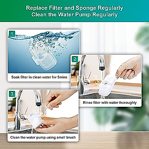12 Pack Replacement Filters for 2.5L/84oz Dockstream Cat Fountain PLWF005/PLWF115, Cat Water Fountain Replacement Filters, Triple Action Pet Fountain Filter and Pre-Filter Sponge(1 Brush)