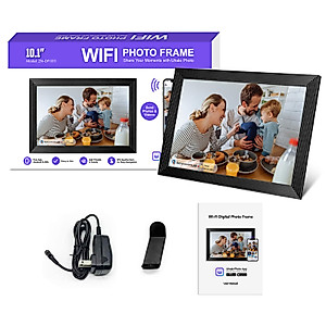 32GB 10.1 inch WiFi Digital Photo Frame 1280 * 800 IPS Touch Screen Share Moments via App from Anywhere, Support Mirco SD Card Extend Storage, Auto-Rotate