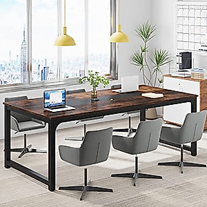 Tribesigns Modern Computer Desk, 78.7 x 39.4 inch X Large Executive Office Desk Computer Table Study Writing Desk Workstation for Home Office,Rustic/Black