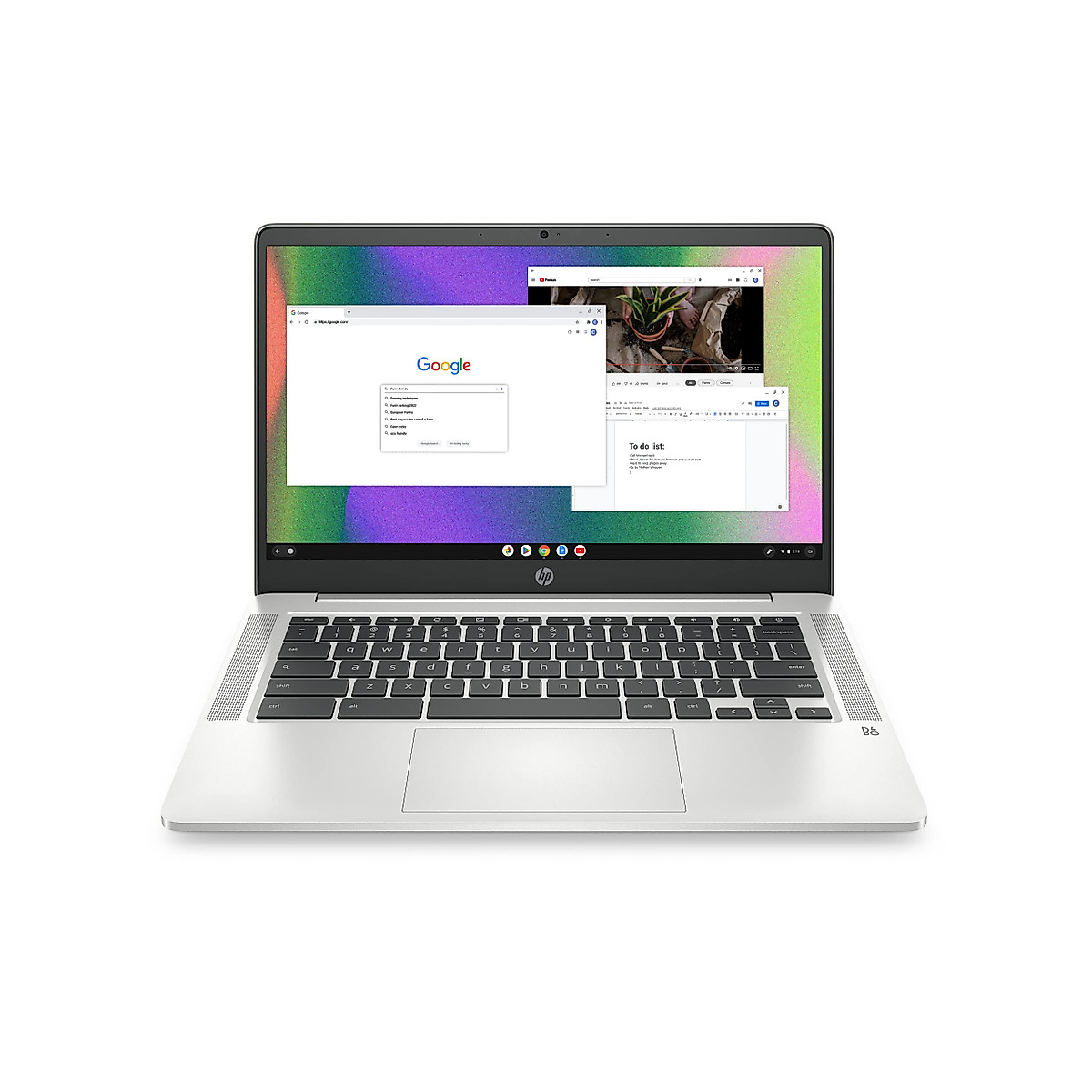 HP Chromebook 14 Laptop, Intel Celeron N4120, 4 GB RAM, 64 GB eMMC, 14" HD Display, Chrome OS, Thin Design, 4K Graphics, Long Battery Life, Ash Gray Keyboard (14a-na0226nr, 2022, Mineral Silver)