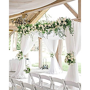 White Backdrop Curtains 10ft x 10ft Chiffon Photo Back Drop Drapes for Wedding Birthday Parties Baby Decorations 2 Panels 5ft x 10ft