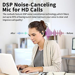 BANIGIPA Open Ear True Wireless Earbuds, Bluetooth 5.3 Headphones w/Immersive Premium Sound, IP54 Waterproof Open-Ear Earbud w/DSP Noise Cancelling Mic for Sports Long-Lasting Comfort, 50H Playtime