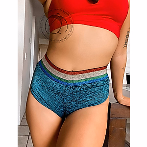 SEASUM Women Sexy Booty Shorts High Waisted Butt Lifting Hot Dance Costume Exotic Rave Clubwear S