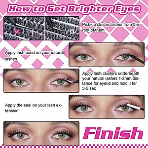 Lash Extension Kit 300PCS Lash Clusters Kit 50D Individual Lashes 9-16MM Cluster Eyelash Extensions Kit D Curl Eyelash Extension Kit with Bond and Seal and Lash Remover by wtvane (Kit-50D-9-16MIX)