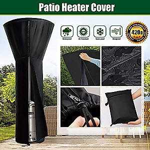 DoreenBow Patio Heater Cover 420D Oxford Fabric Outdoor Heater Cover Waterproof with Zipper Anti-Snow, Wind-Resistant Dust-Proof Cover for Patio Heater (89'' H x 33" D x 19" B)