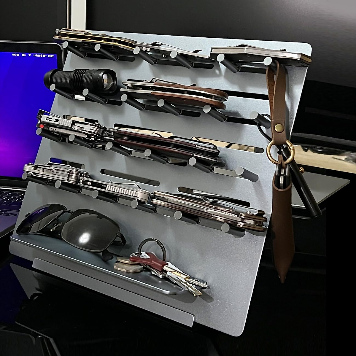 Pocket Knife Storage Rack Knife Display Holder For Desktop Multitool Tool Organizer Aluminum Shelf